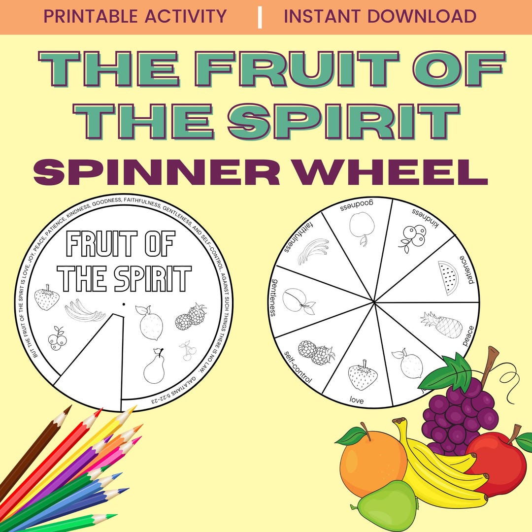 Fruit of the Spirit Bible Spinner Wheel | Sunday School Color Wheel ...