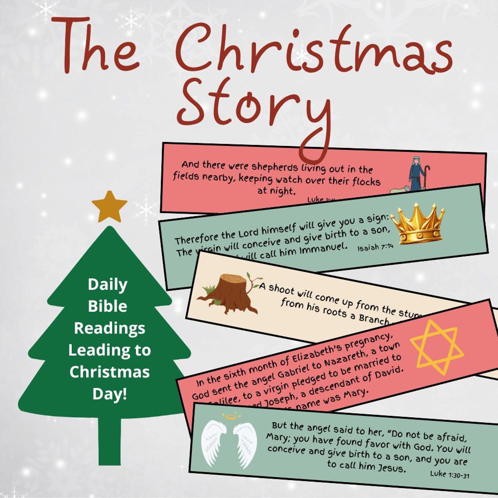 Advent Paper Chain Craft - 24 Bible Scripture Verses to Countdown to Christmas - Print in Color ...