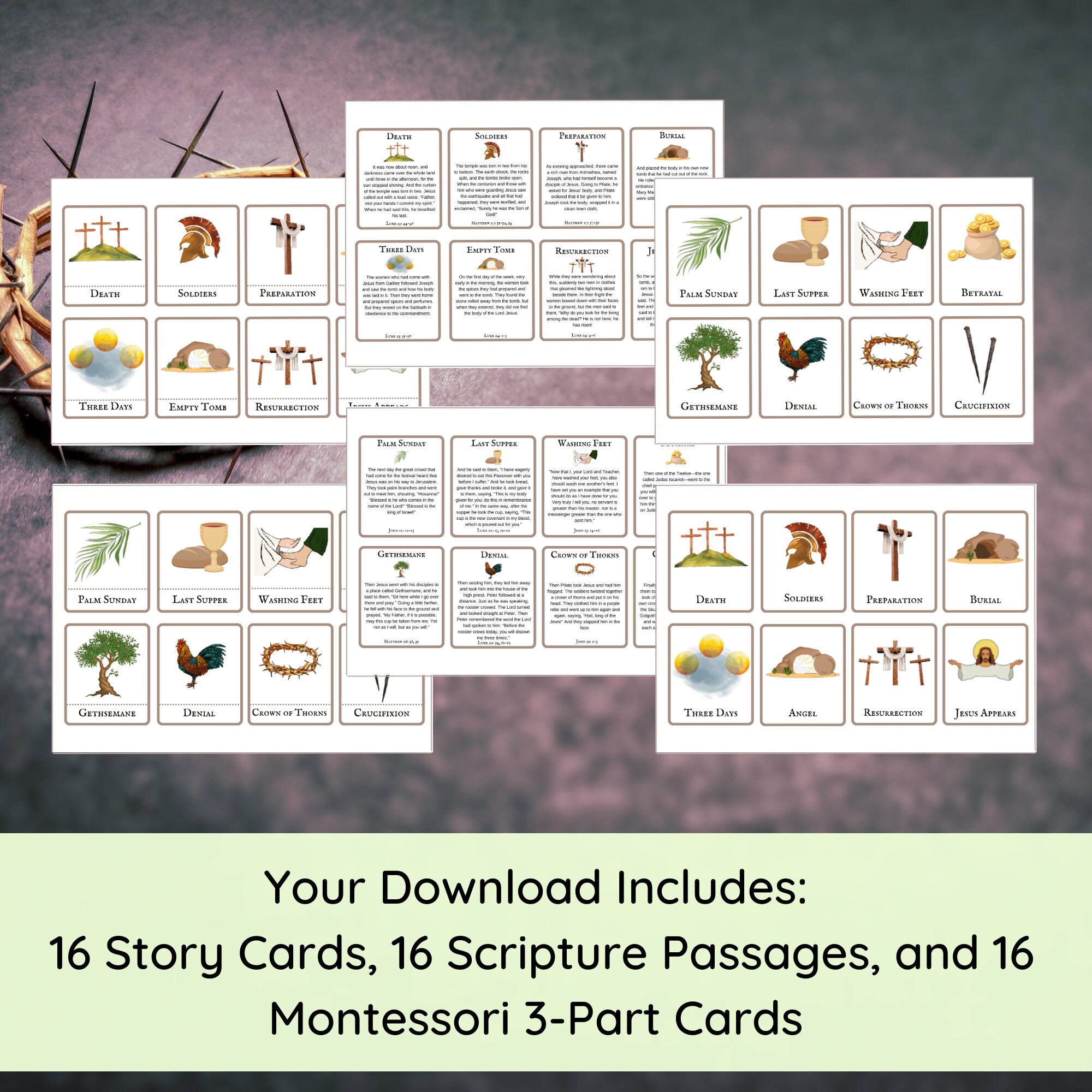 Easter Story Cards | Holy Week Countdown | Christian Catholic Lutheran ...