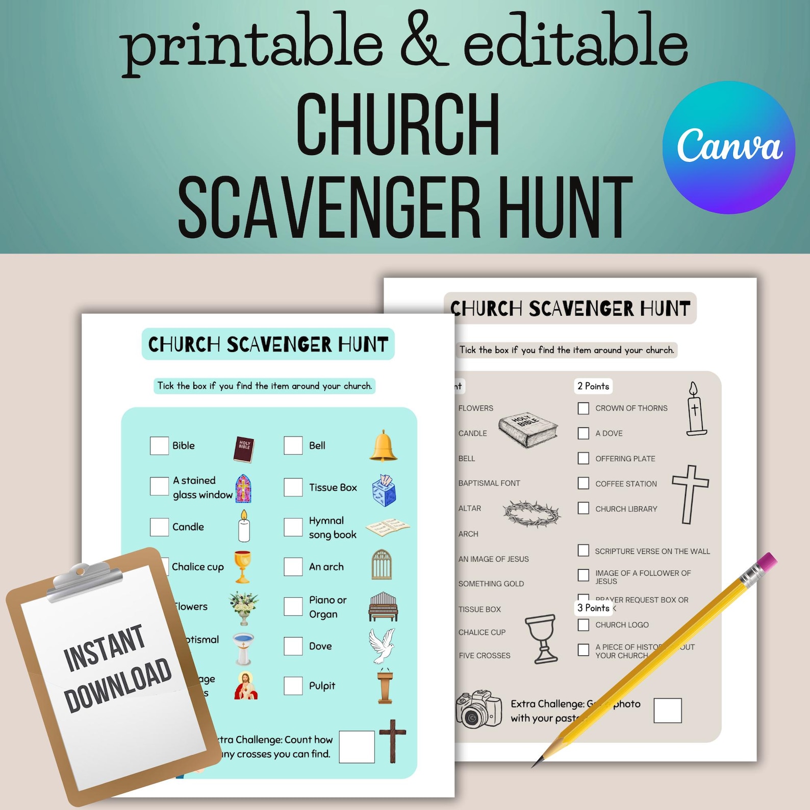 Church Scavenger Hunt for Younger and Older Kids and Teens - Indoor ...