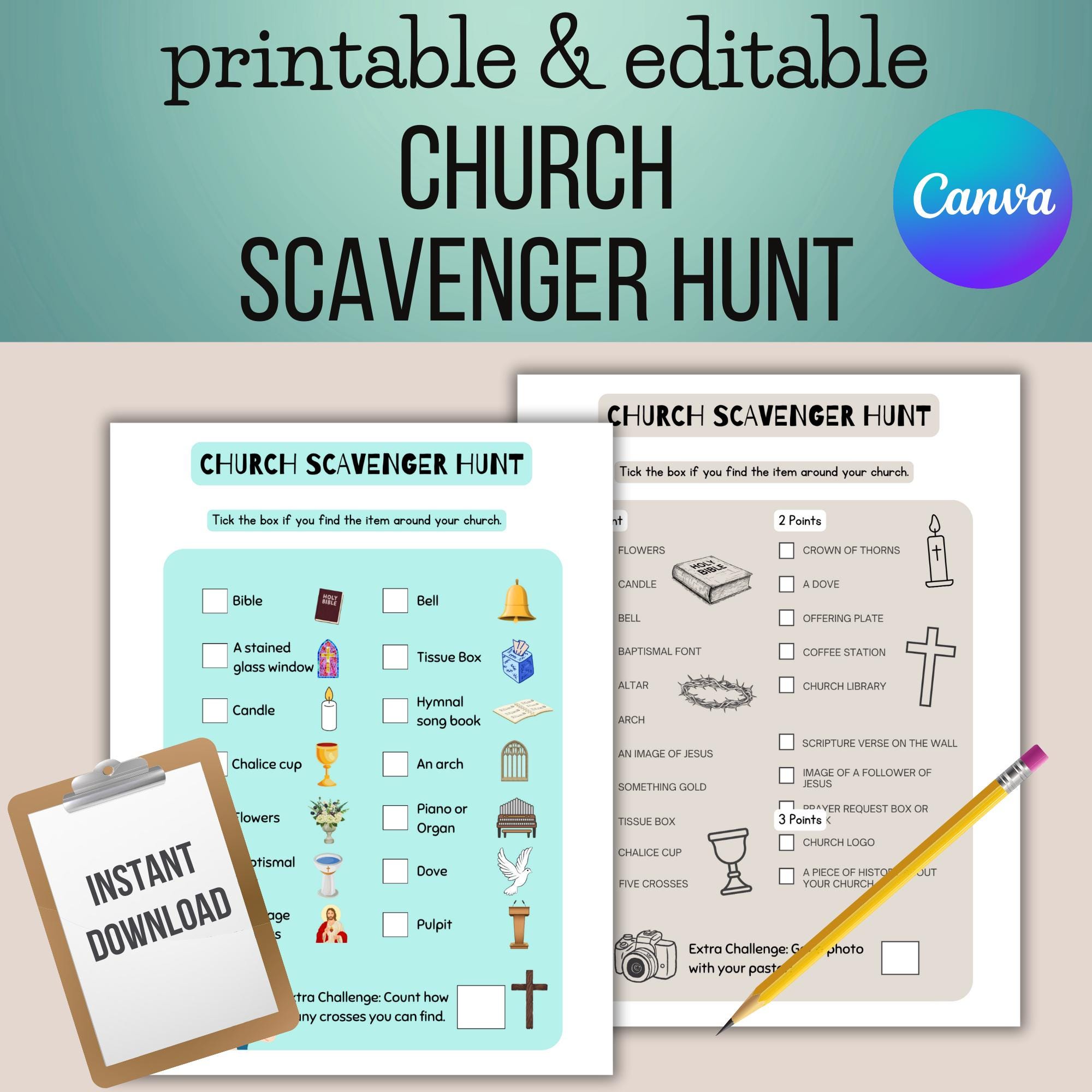 Church Scavenger Hunt for Younger and Older Kids and Teens - Indoor ...