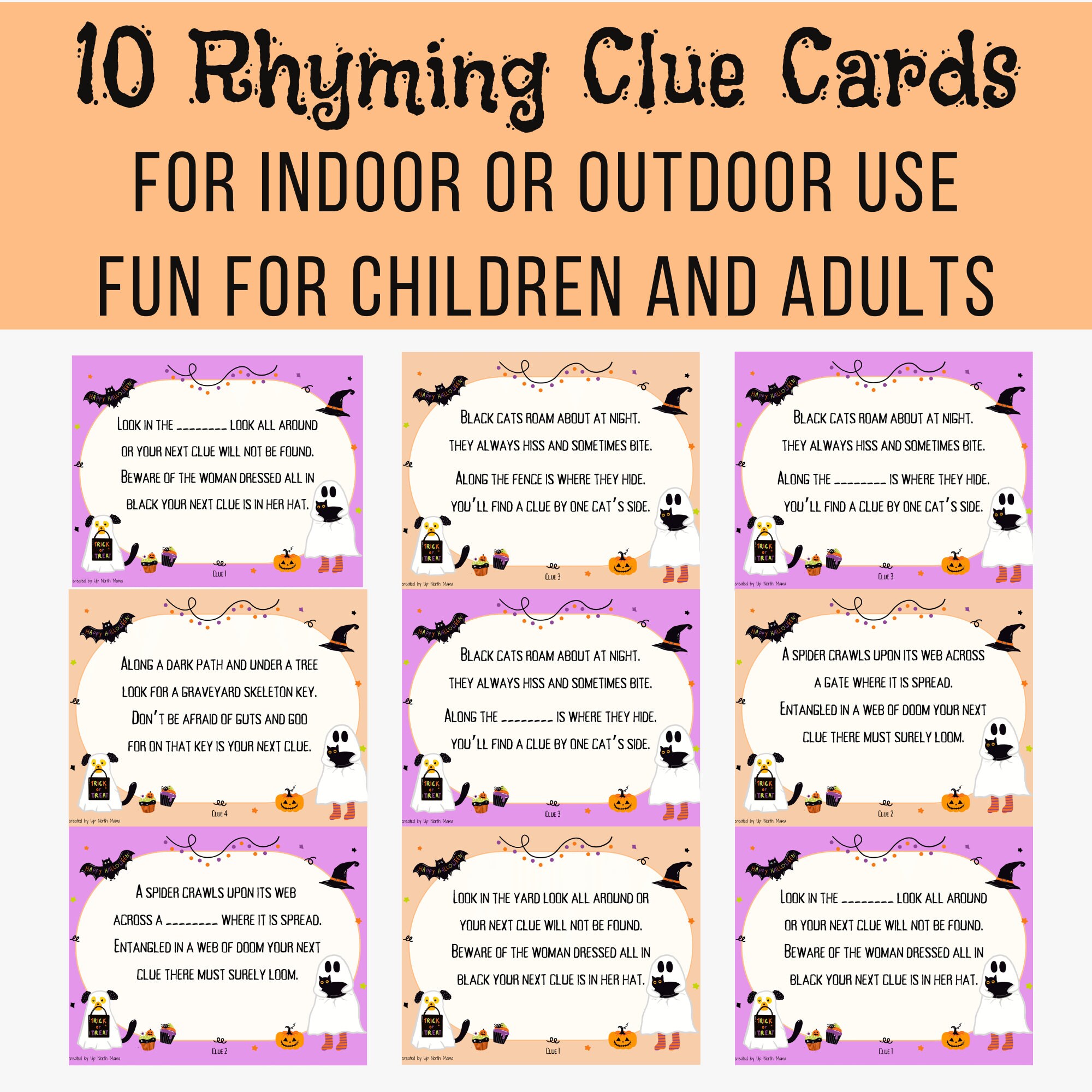 Halloween Clue Hunt - Children and Adults - Indoors or Outside ...