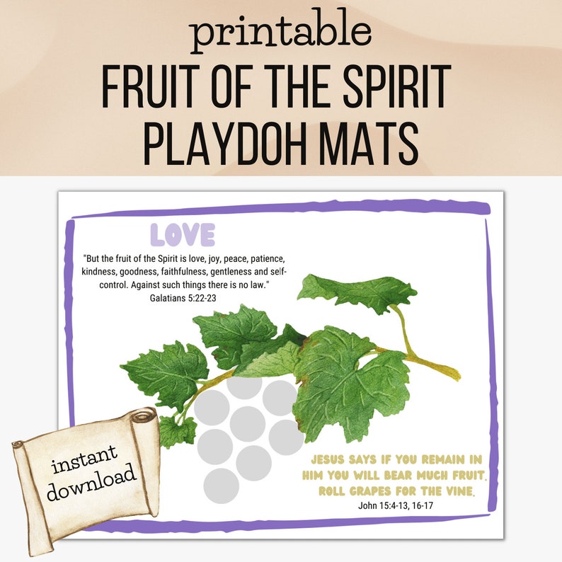 Fruit of the Spirit Playdough Mats - Bible Activity With Playdoh ...