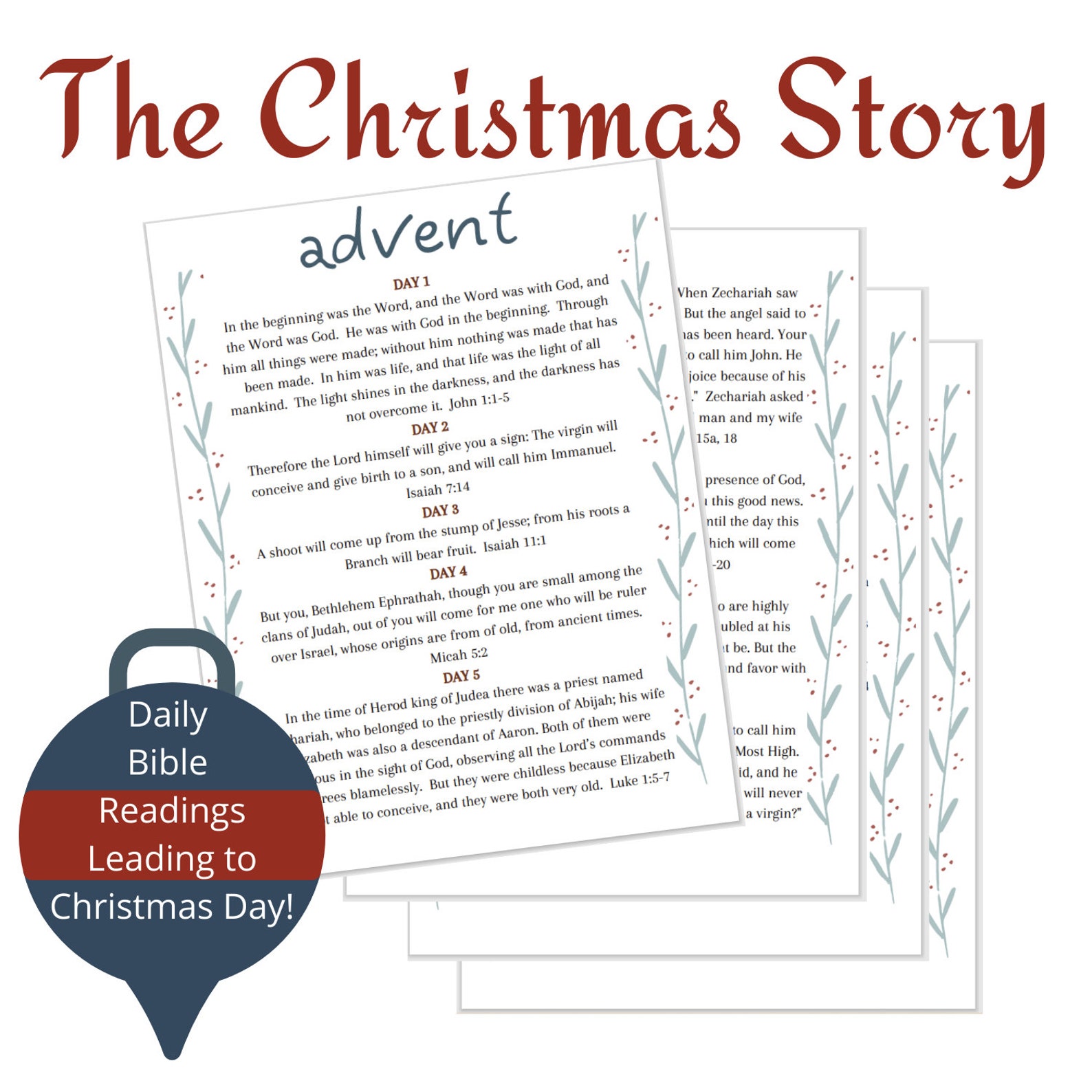 Advent Cards With Bible Versus for Kids - Christmas Story Countdown ...