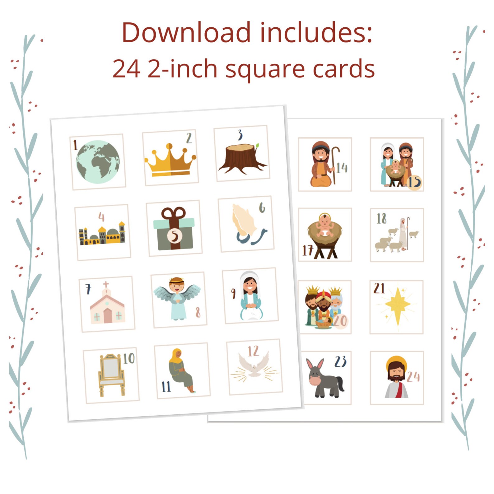 Advent Cards With Bible Versus for Kids - Christmas Story Countdown ...