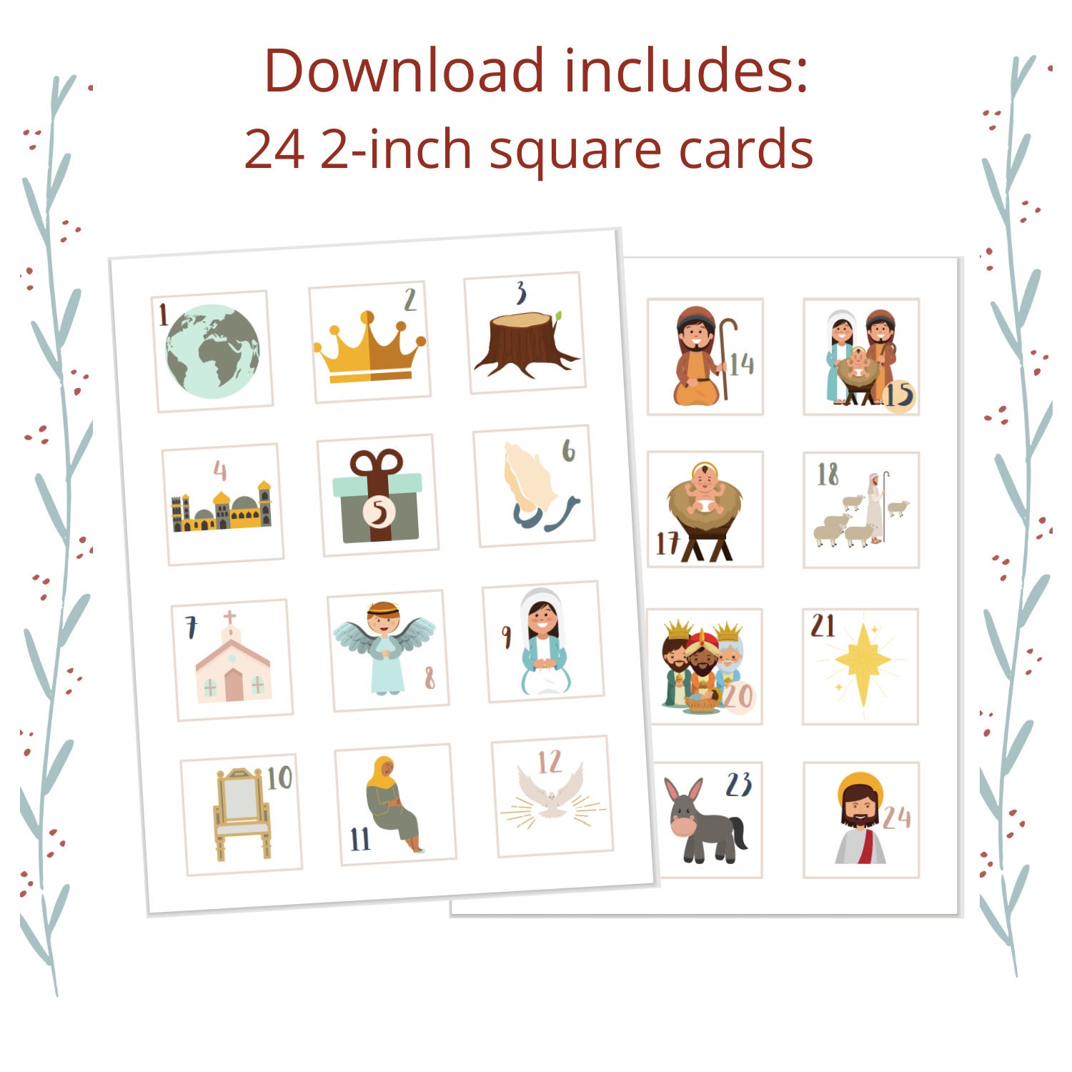 Advent Cards With Bible Versus for Kids - Christmas Story Countdown ...