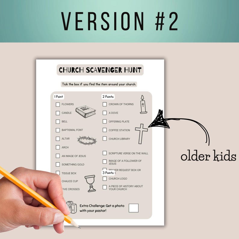 Church Scavenger Hunt for Younger and Older Kids and Teens - Indoor ...