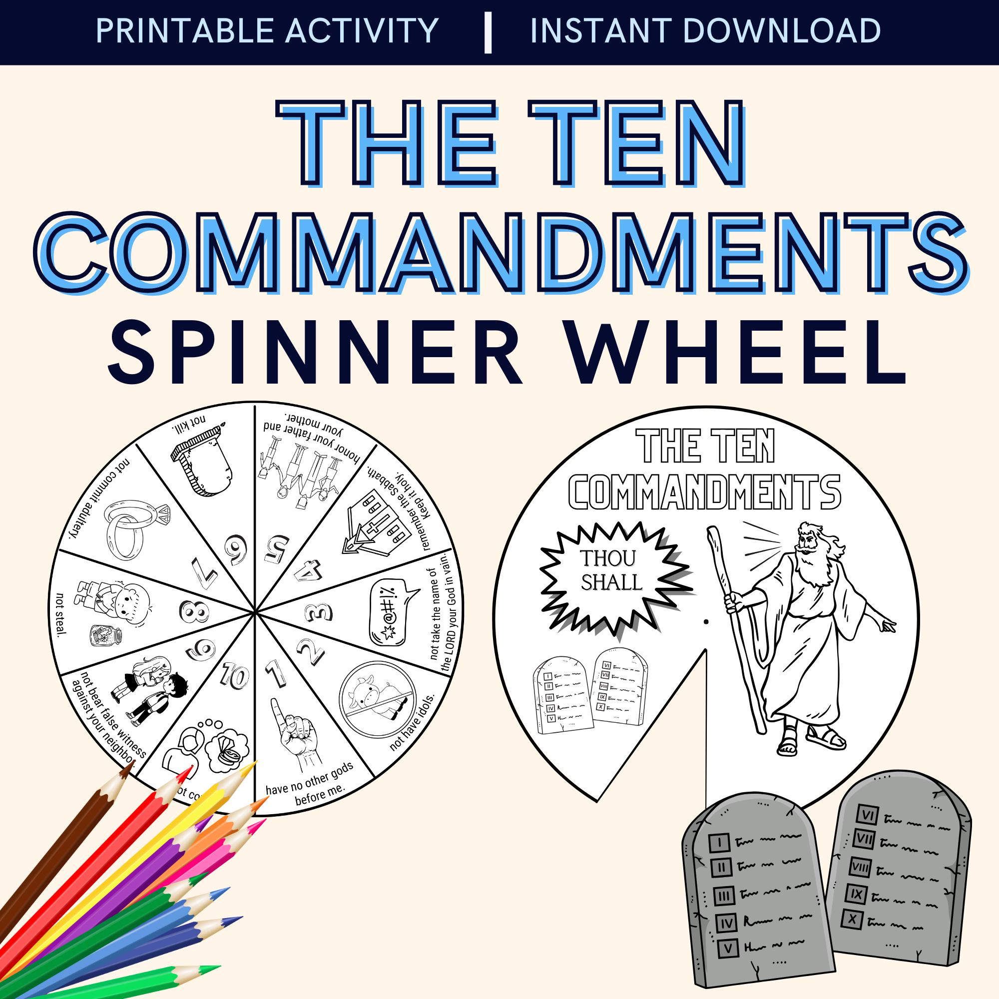 Ten Commandments Bible Spinner Wheel | Sunday School Craft Activity ...