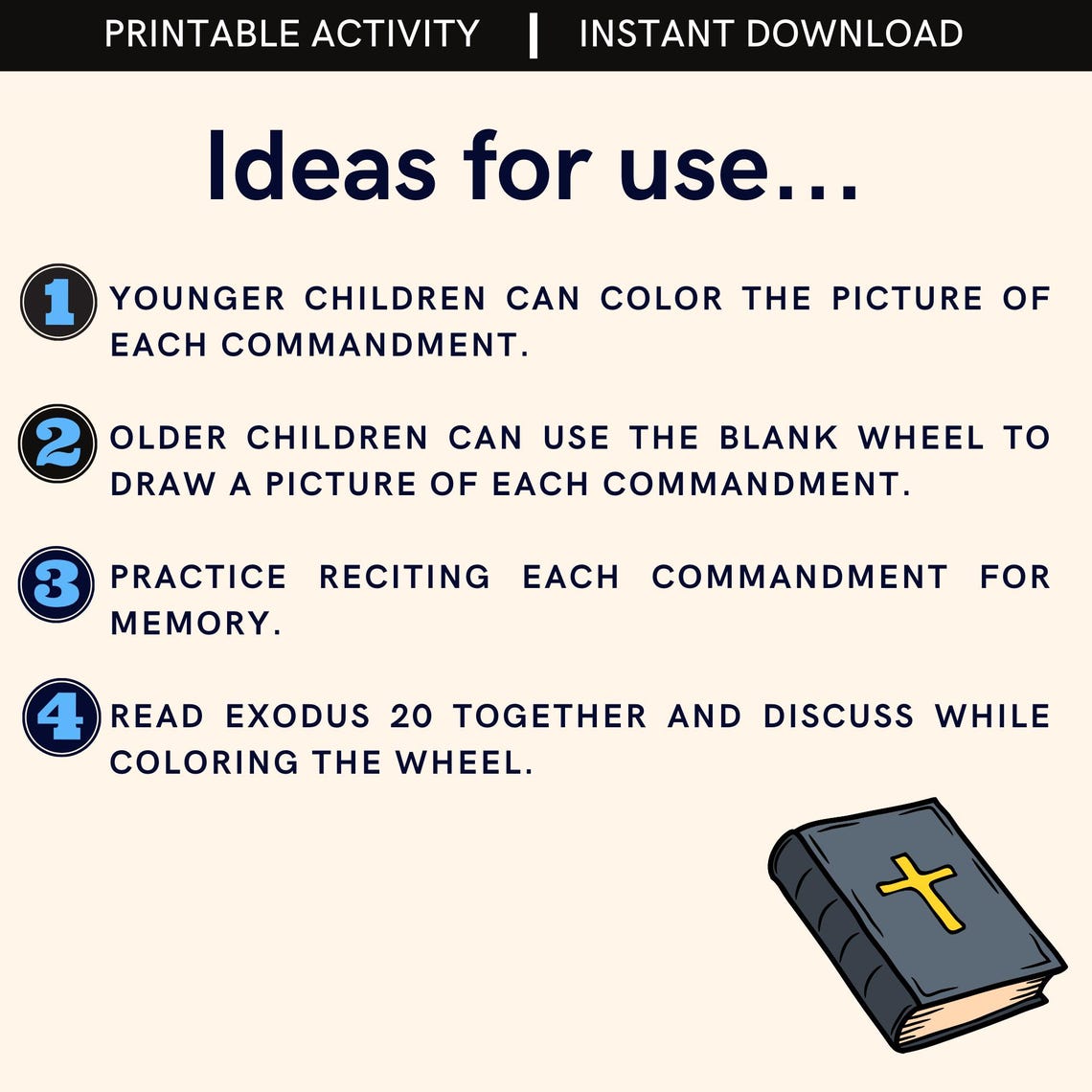 Ten Commandments Bible Spinner Wheel | Sunday School Craft Activity ...