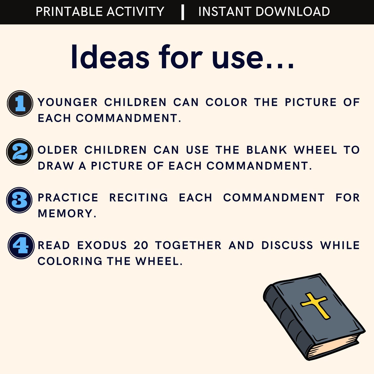 Ten Commandments Bible Spinner Wheel | Sunday School Craft Activity ...