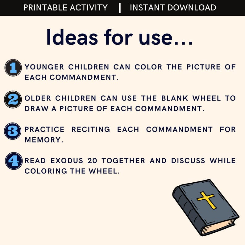 Ten Commandments Bible Spinner Wheel | Sunday School Craft Activity ...