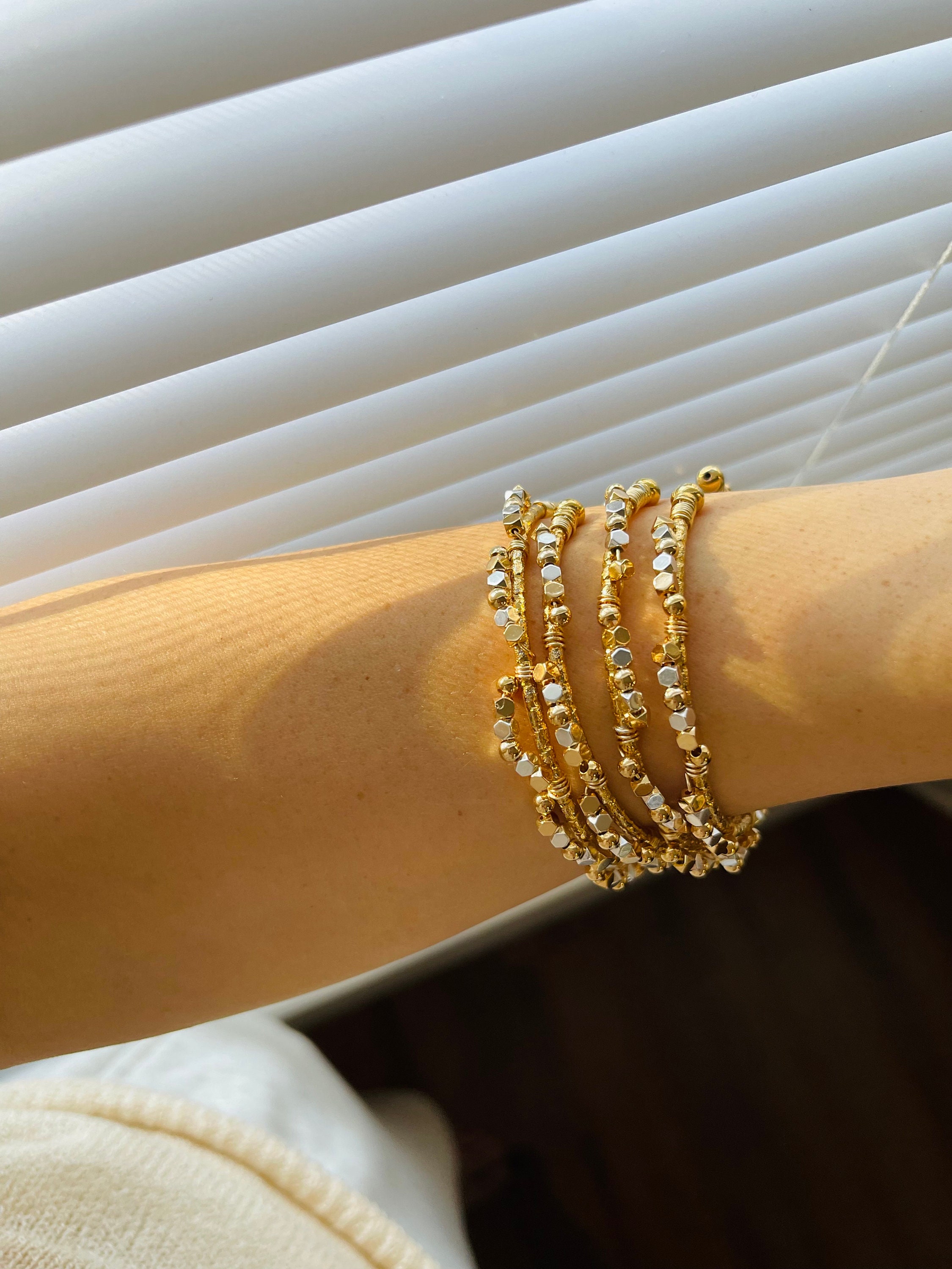 Seraphina Stainless Steel Hand-beaded Gold Bangle (price per Unit) - Etsy