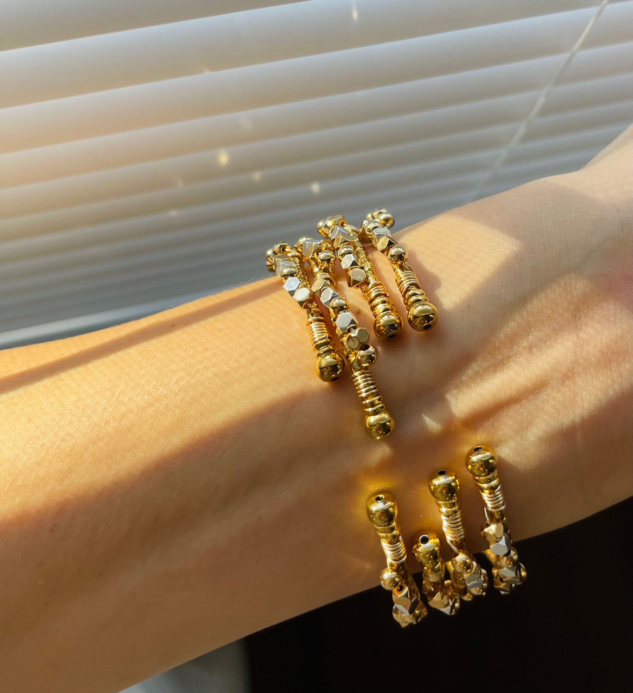 Seraphina Stainless Steel Hand-beaded Gold Bangle (price per Unit) - Etsy