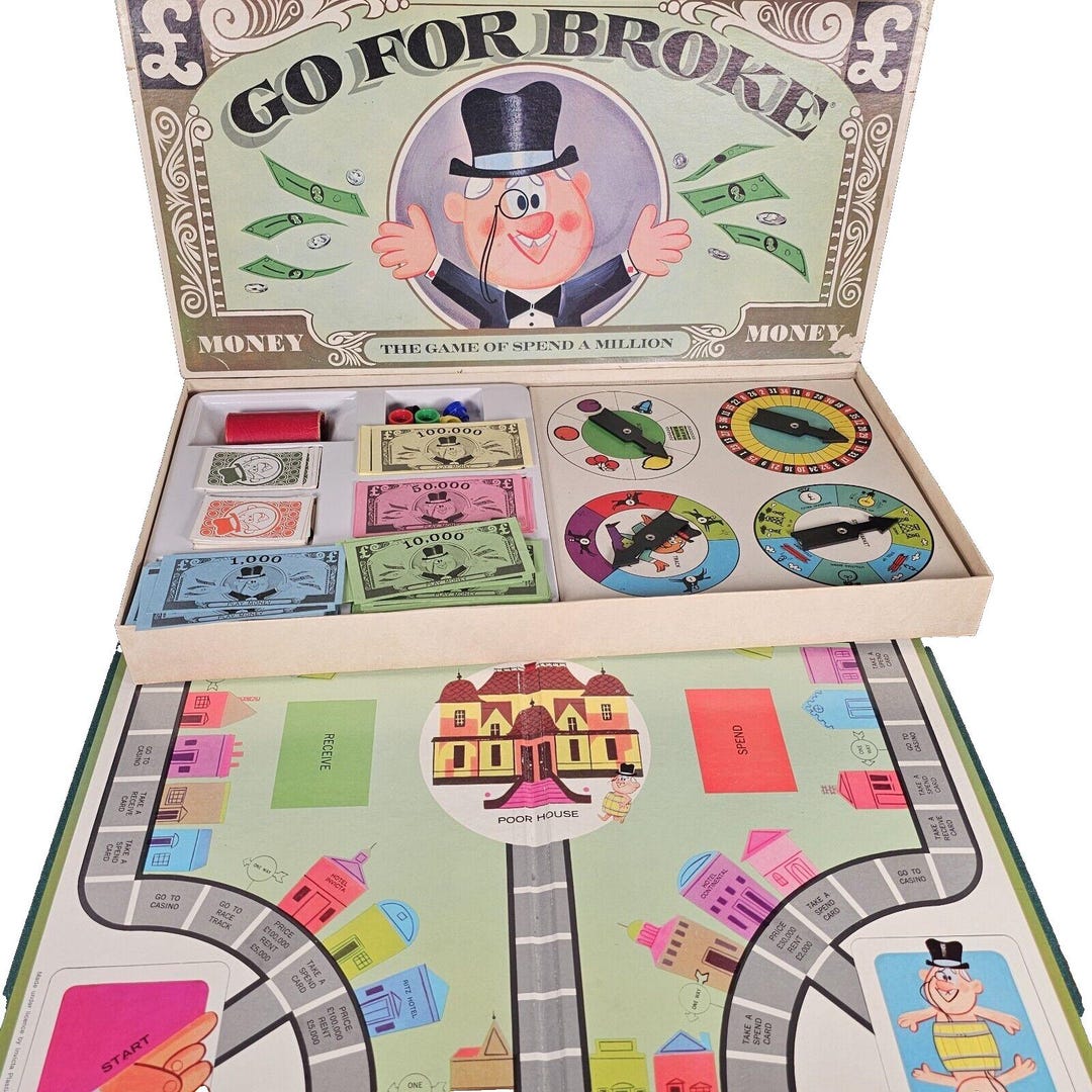 Vintage Go for Broke Board Game 1965 Vic Toy Rare Retro Family Game ...