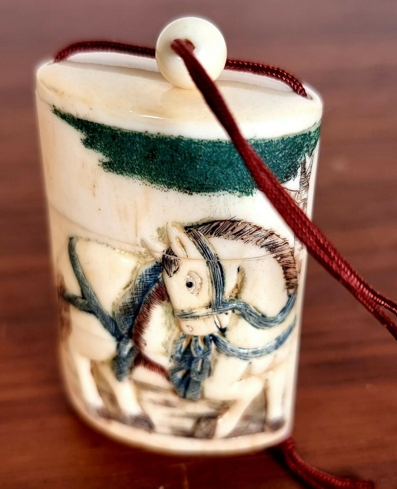 Antique Japanese Carved Bone Inro Three Compartment Bovine - Etsy