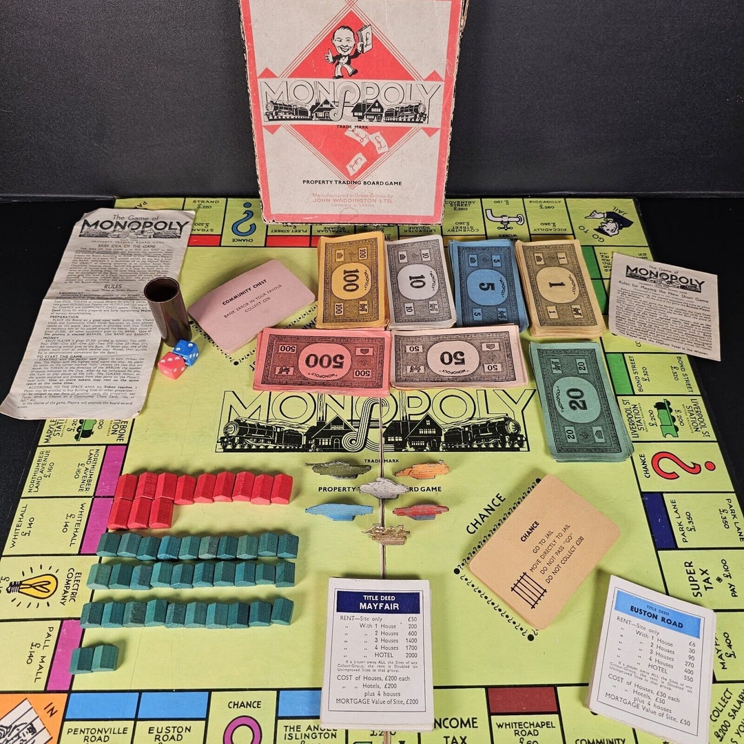 Vintage Monopoly Board Game 1930's Complete Metal Pieces - Etsy