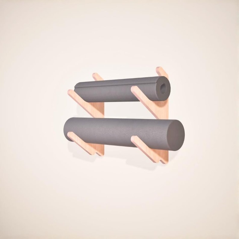 Yoga Mat Rack: Wall Organizer for Bolsters, Rollers, Props in Birch ...