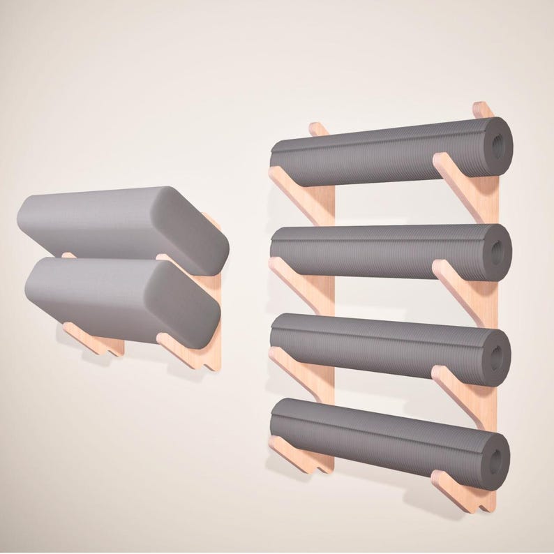 Yoga Mat Rack: Wall Organizer for Bolsters, Rollers, Props in Birch ...