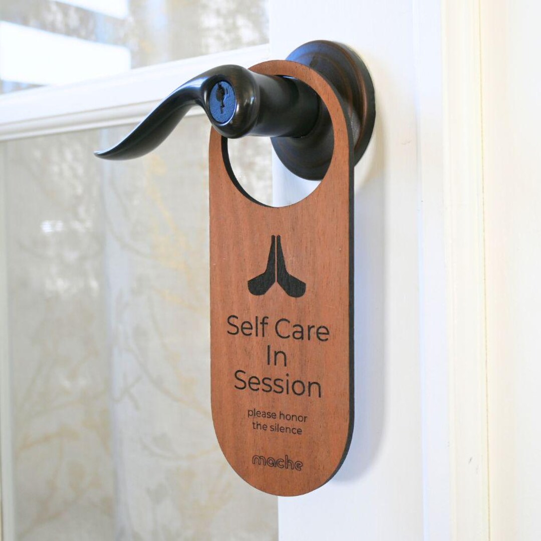 Self Care in Session Door Hanger: Birch or Walnut Wood Privacy Sign - Etsy