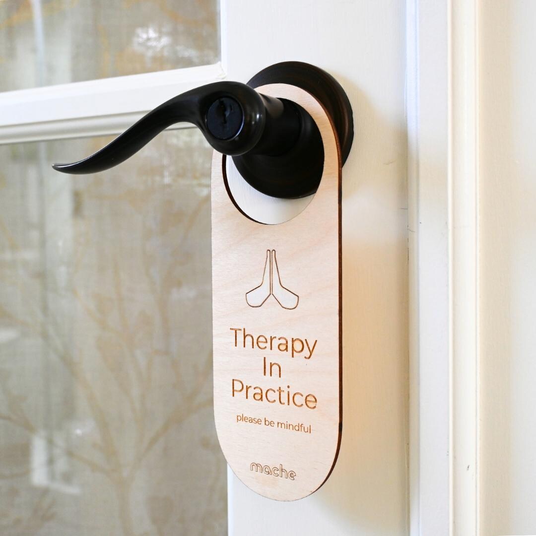 Therapy Session Door Signage | Wood Door Hanger | Privacy Signage ...