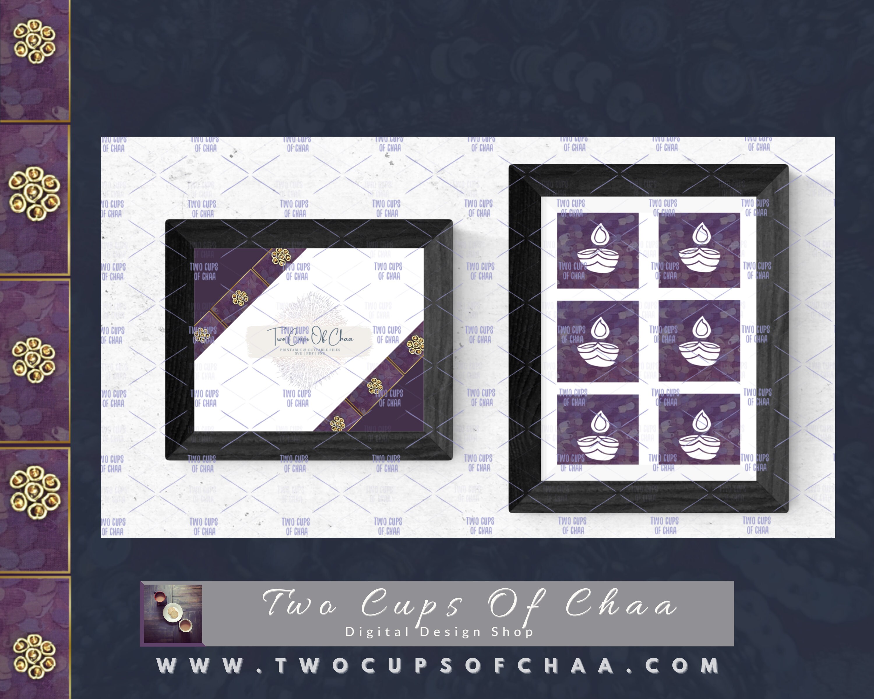 Purple Square Cards Print Template Square Diya Cards Are Perfect for ...