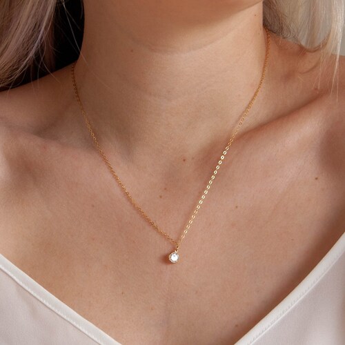 Floating CZ Diamond Necklace-gold Filled Chain-cubic Zirconia | Etsy Canada