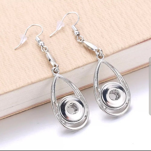 Snap Earrings Scroll Drop Earrings Silvertone. Fits 12mm - Etsy