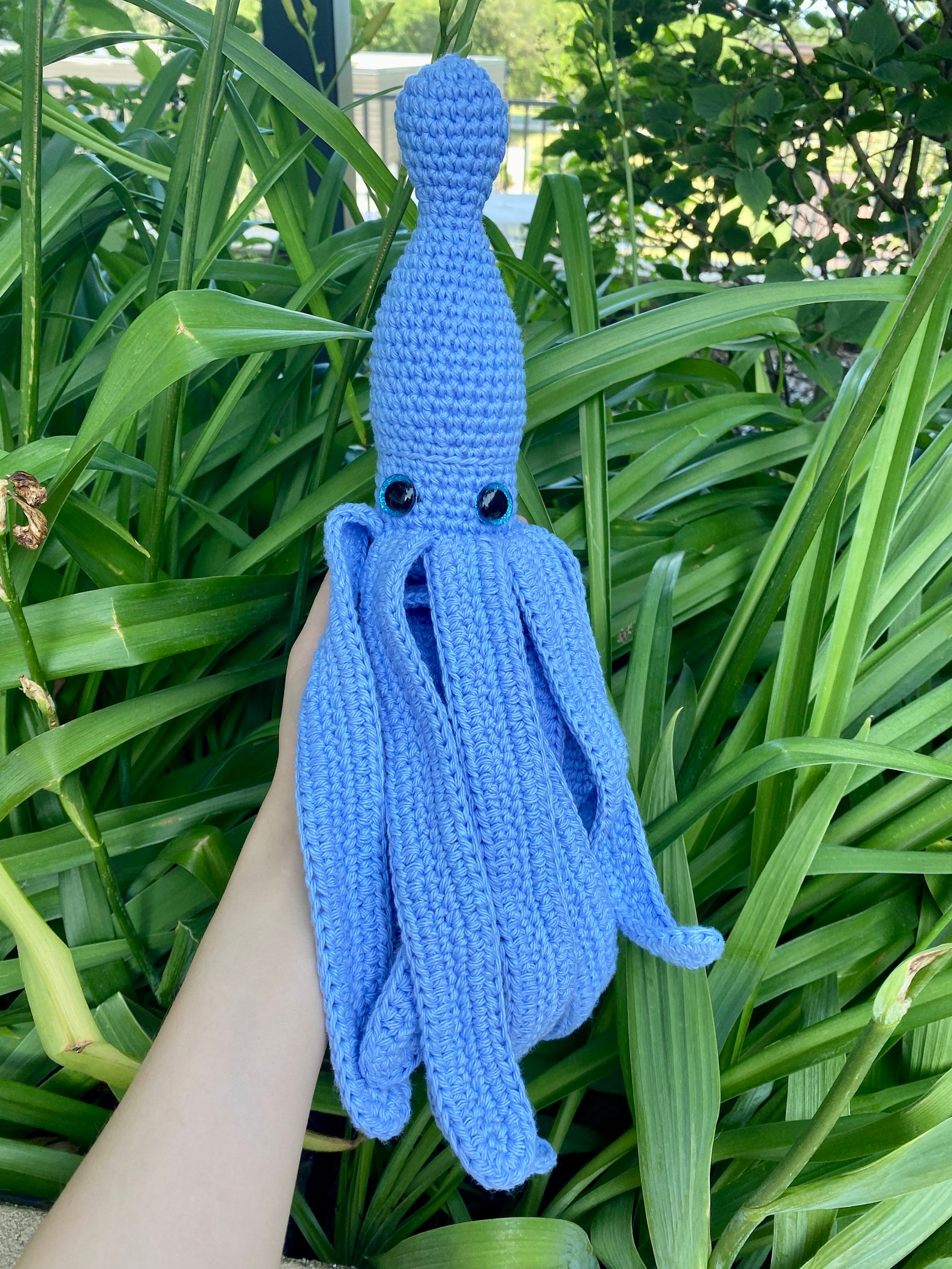 Light Blue Squid Plushie | Crochet Squid | Toy Squid | Blue Stuffed ...