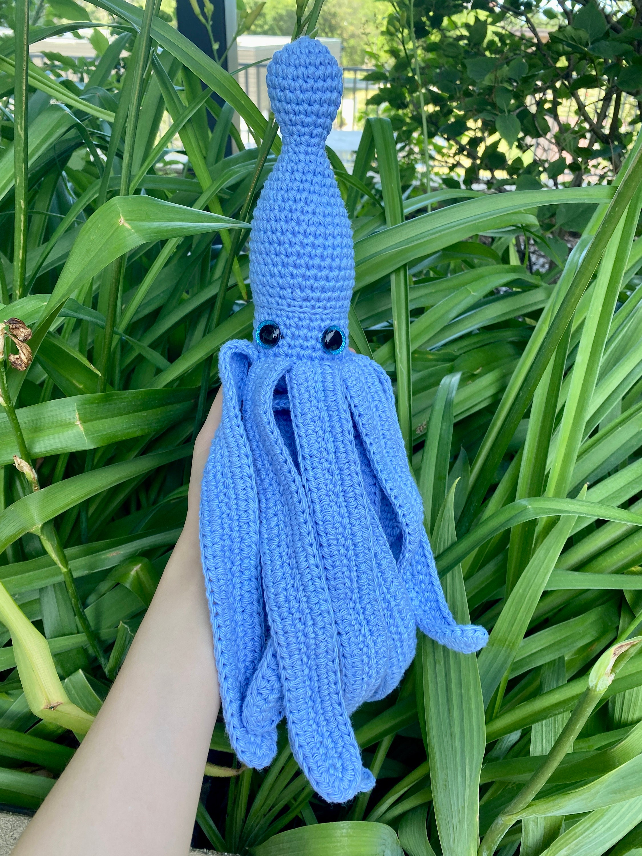 Light Blue Squid Plushie Crochet Squid Toy Squid Blue Stuffed Squid ...