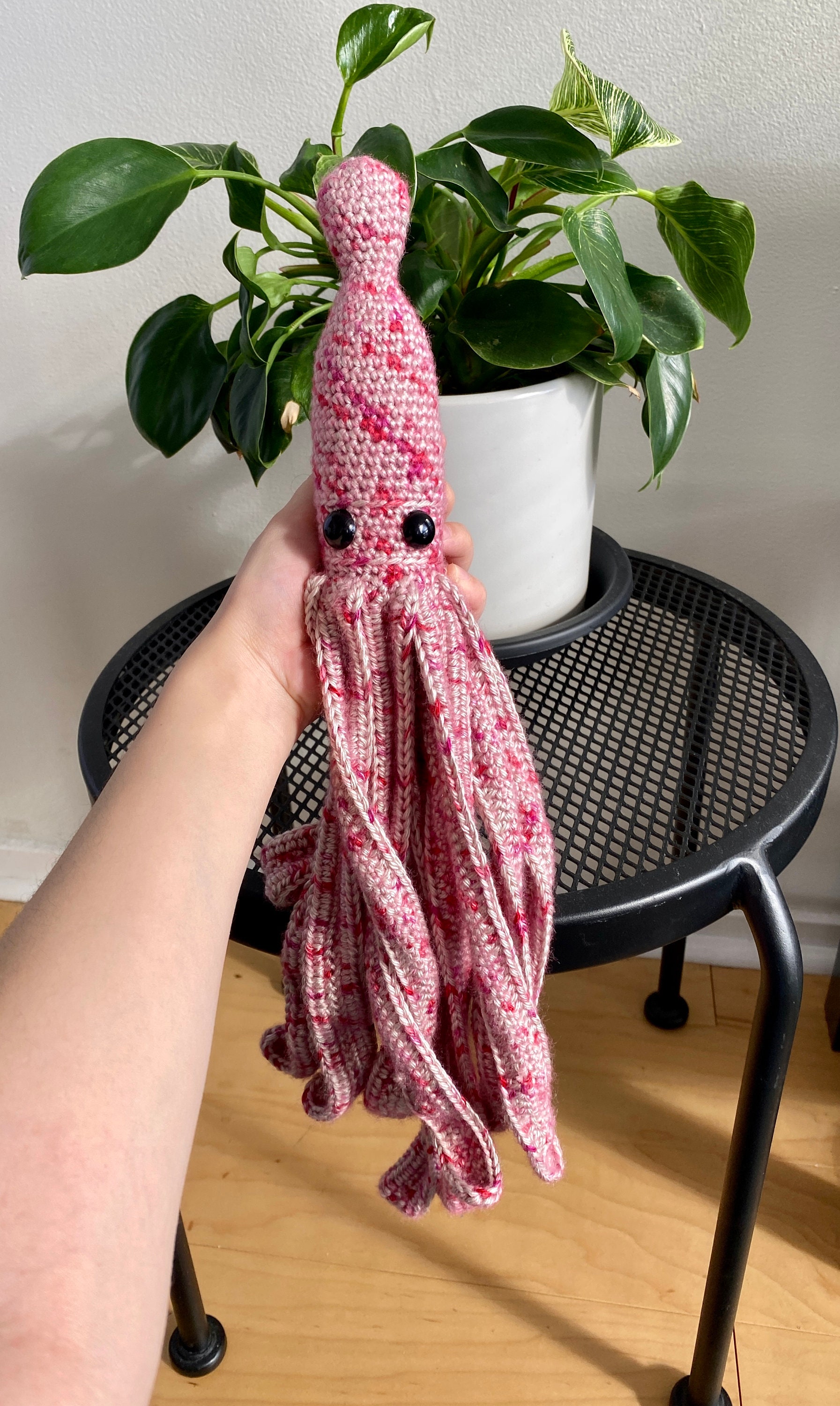 Pink Speckle Squid Plushie Crochet Squid Toy Squid Light - Etsy