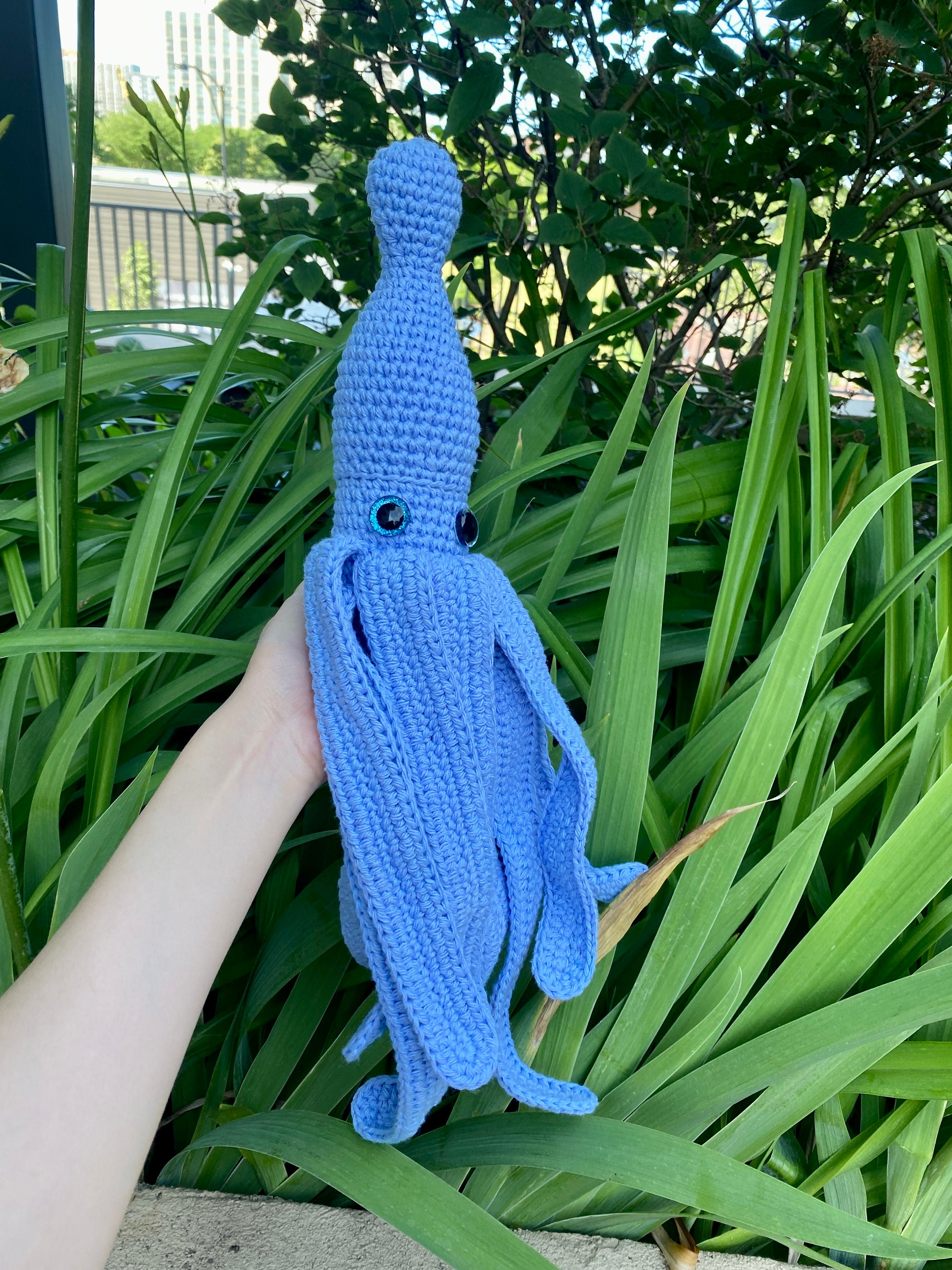 Light Blue Squid Plushie Crochet Squid Toy Squid Blue Stuffed Squid ...