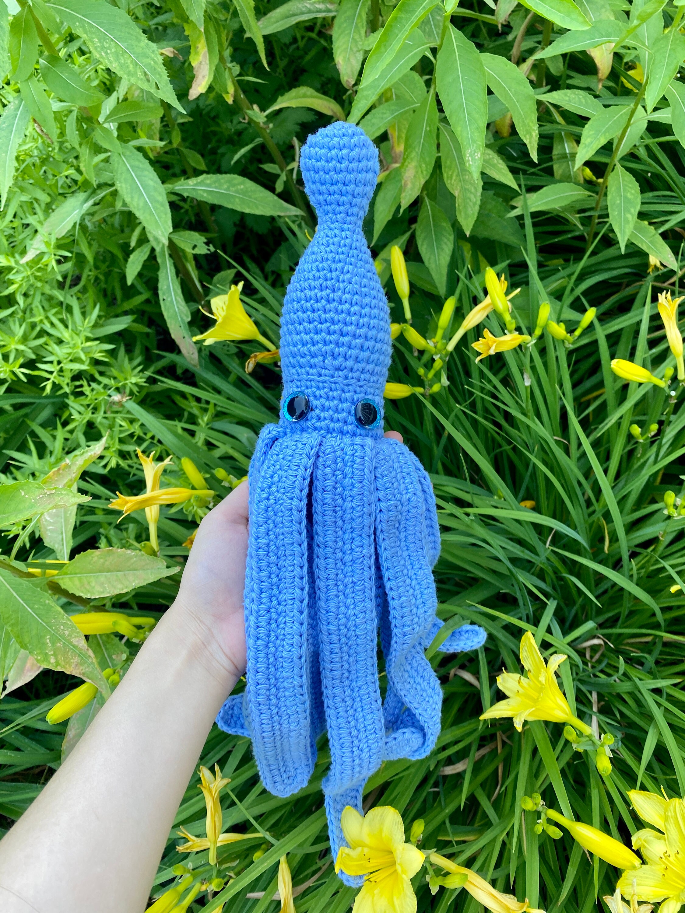 Light Blue Squid Plushie | Crochet Squid | Toy Squid | Blue Stuffed ...