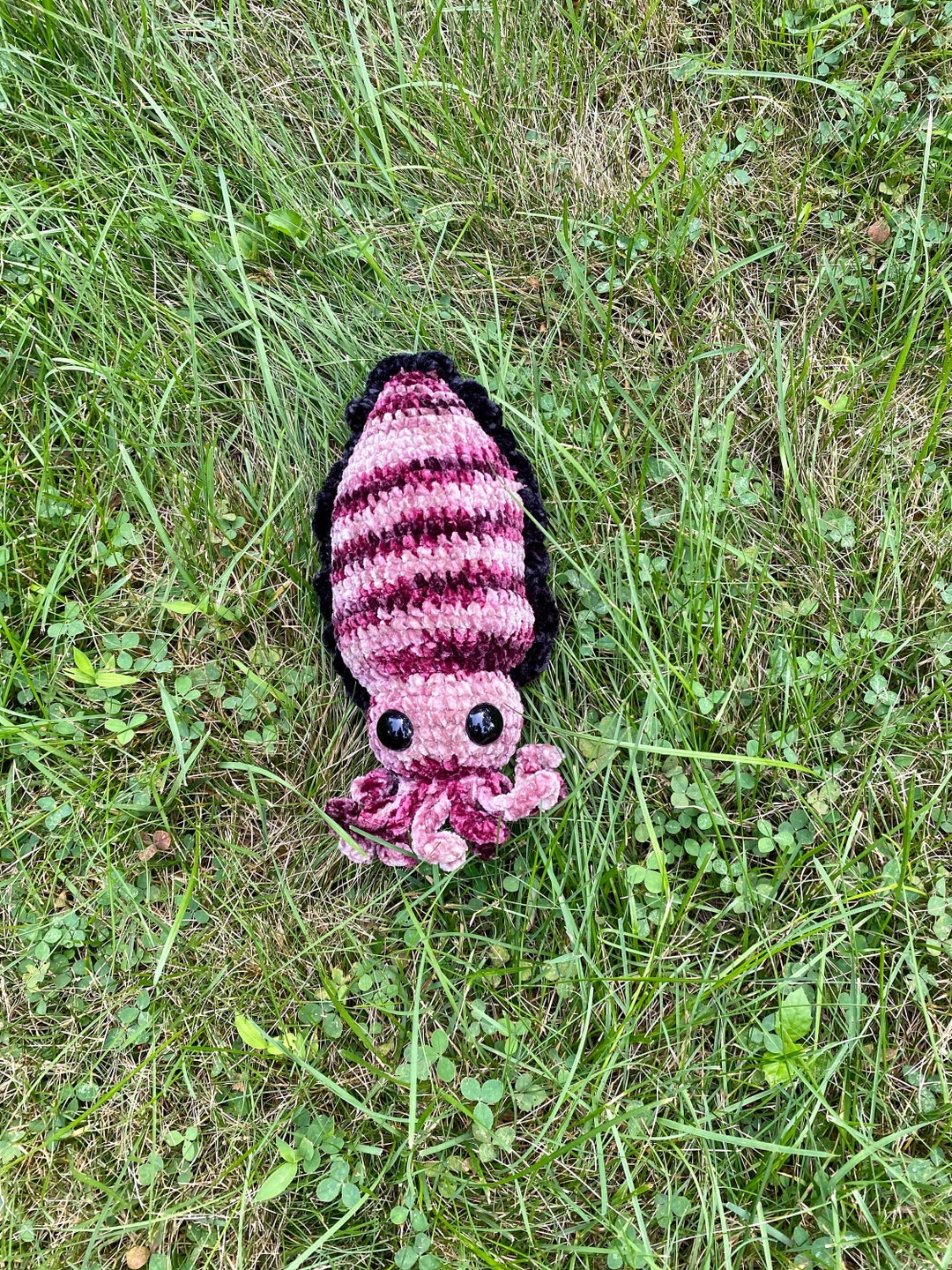 Amigurumi Velvet Cuttlefish Plushie | Crochet | Pink, Purple, Black ...