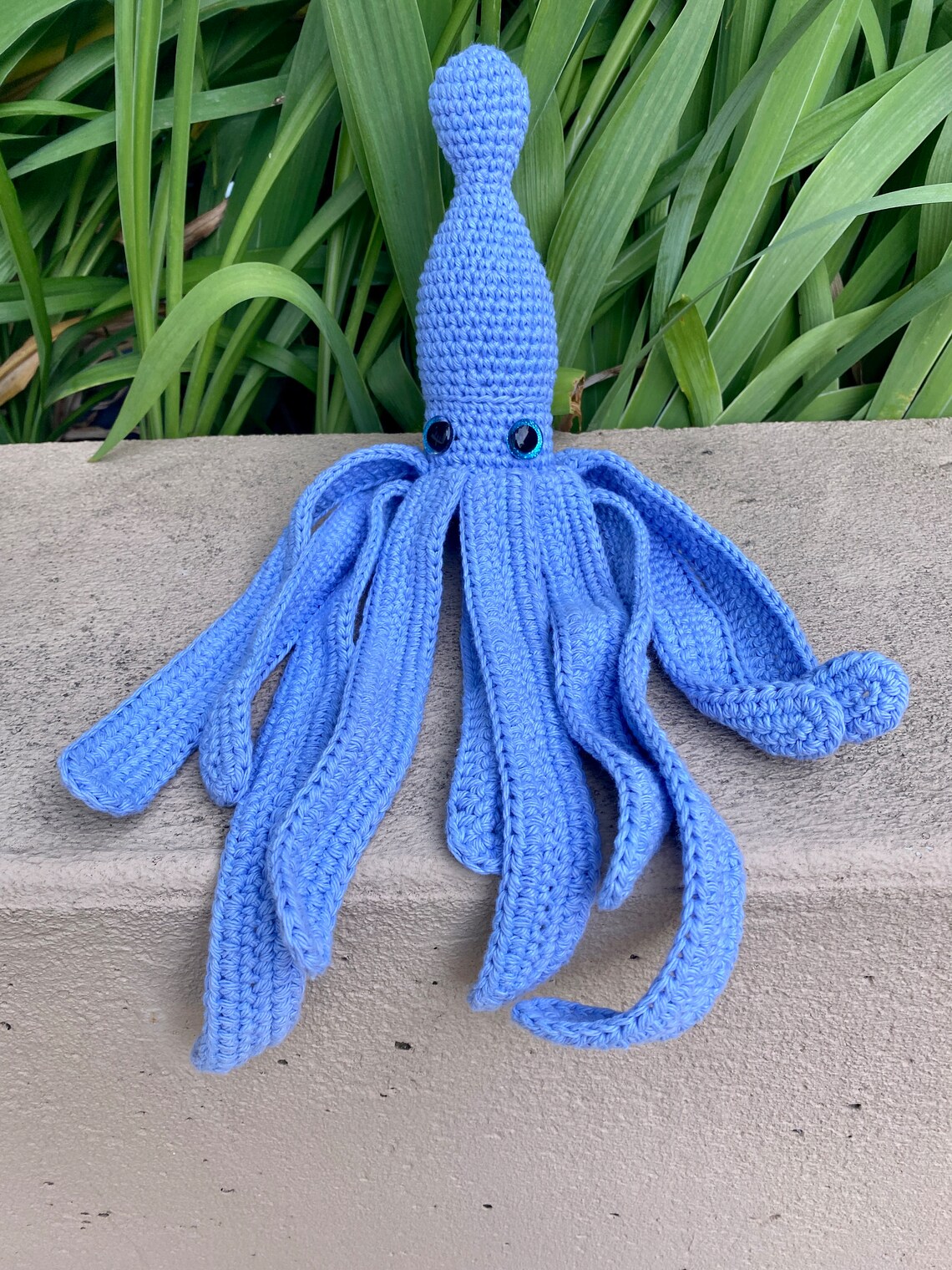 Light Blue Squid Plushie Crochet Squid Toy Squid Blue Stuffed Squid ...
