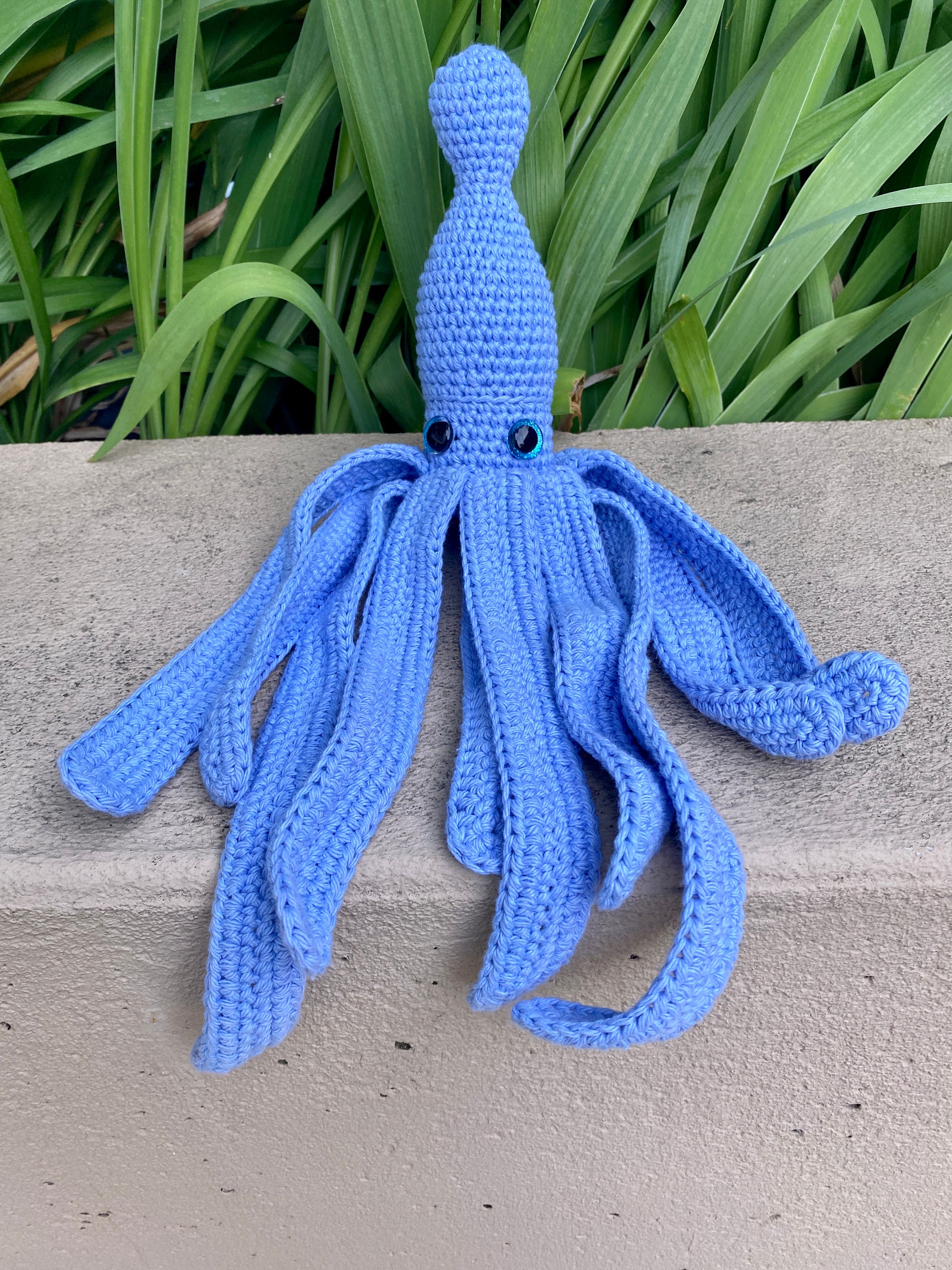 Light Blue Squid Plushie | Crochet Squid | Toy Squid | Blue Stuffed ...