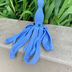 Light Blue Squid Plushie | Crochet Squid | Toy Squid | Blue Stuffed ...