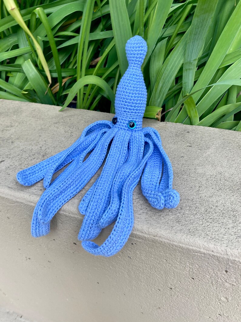 Light Blue Squid Plushie | Crochet Squid | Toy Squid | Blue Stuffed ...