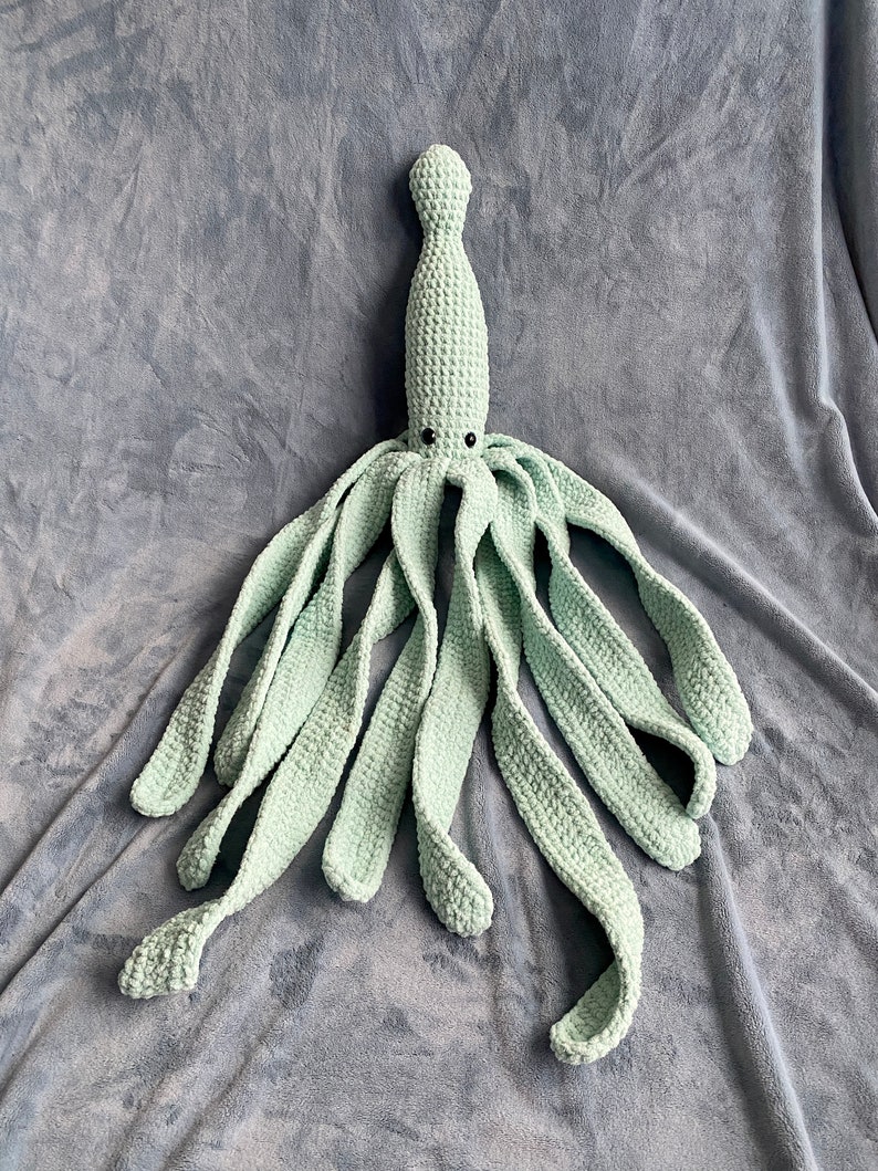 Giant Blue Sparkly Squid Plushie | Jumbo Crochet | Toy Glitter | Aqua ...