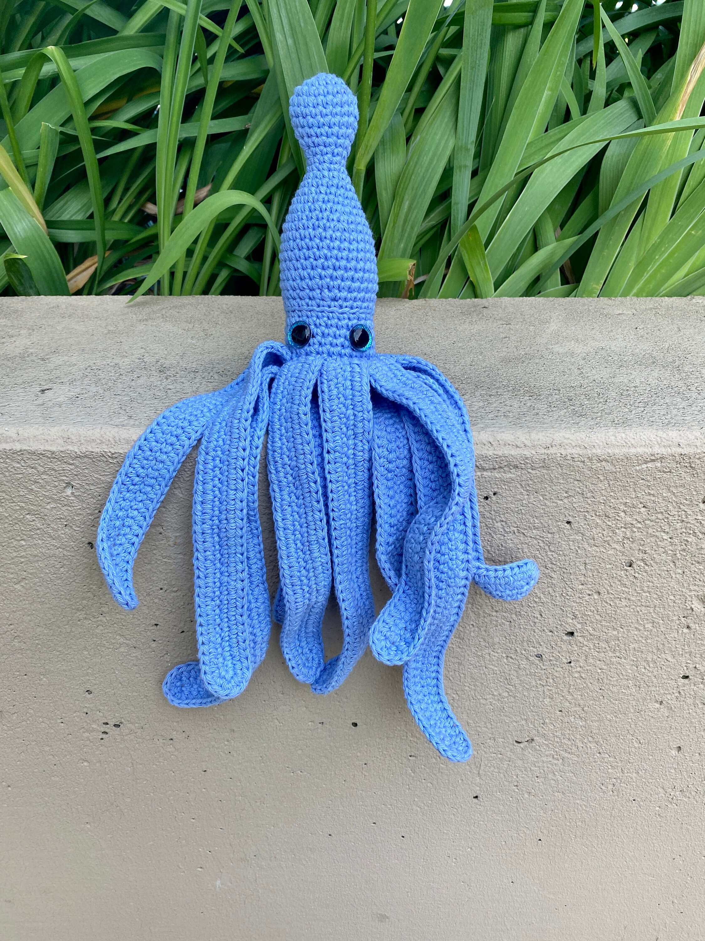 Light Blue Squid Plushie Crochet Squid Toy Squid Blue Stuffed Squid ...