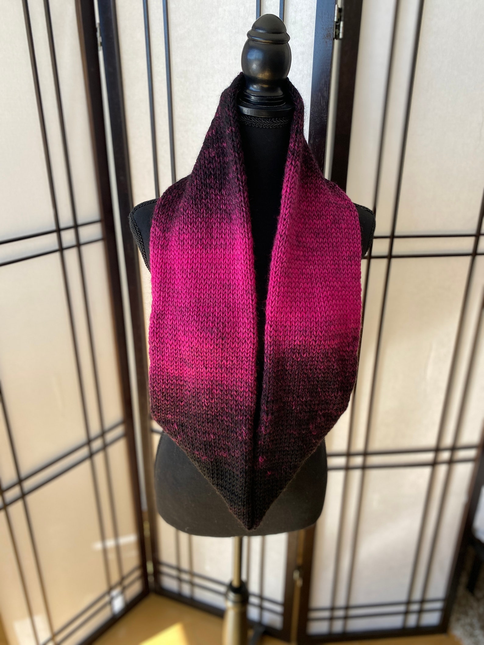Black & Hot Pink Ombre Seamless Infinity Knit Scarf | Ombre Scarf ...