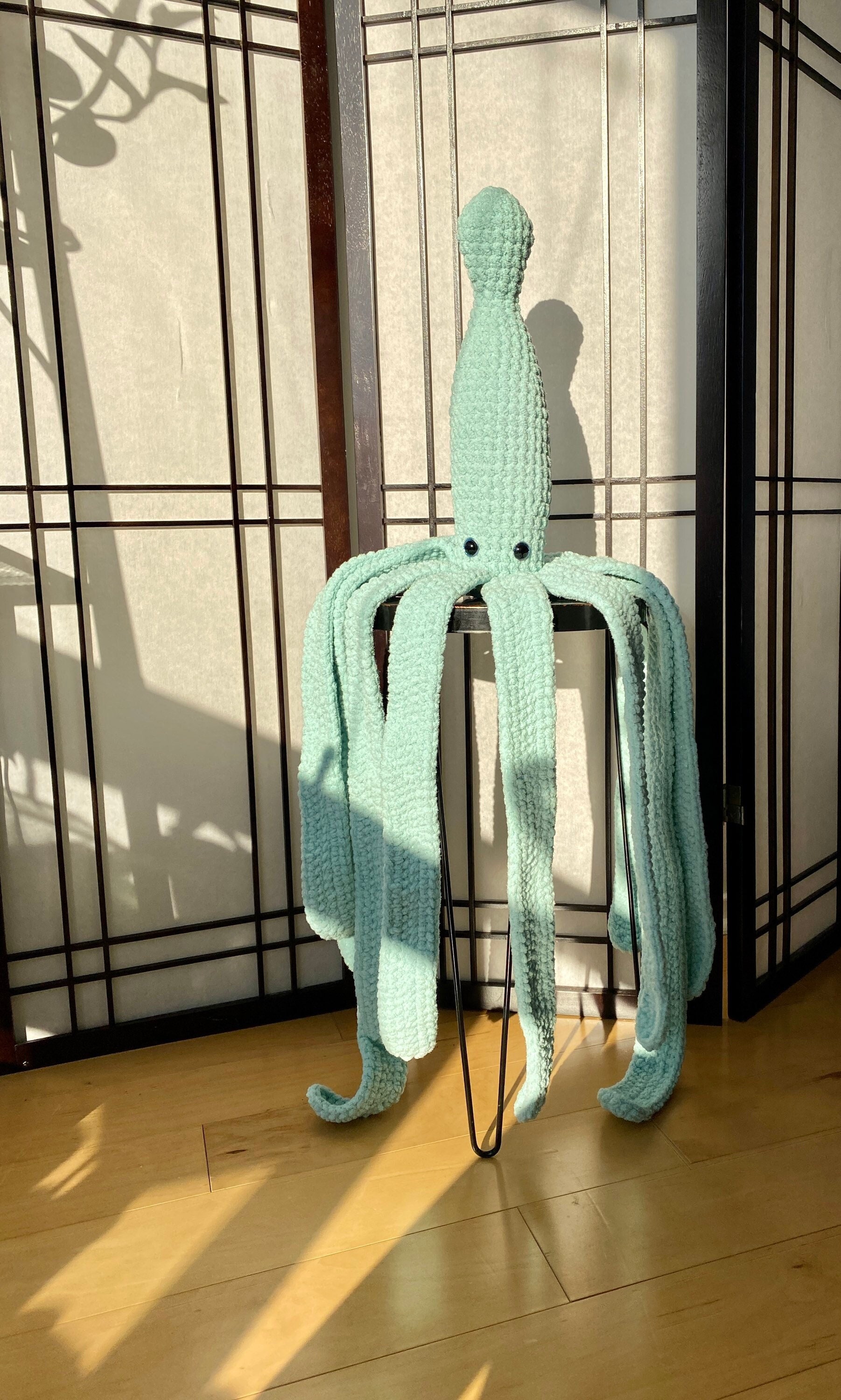 Giant Blue Sparkly Squid Plushie | Jumbo Crochet | Toy Glitter | Aqua ...