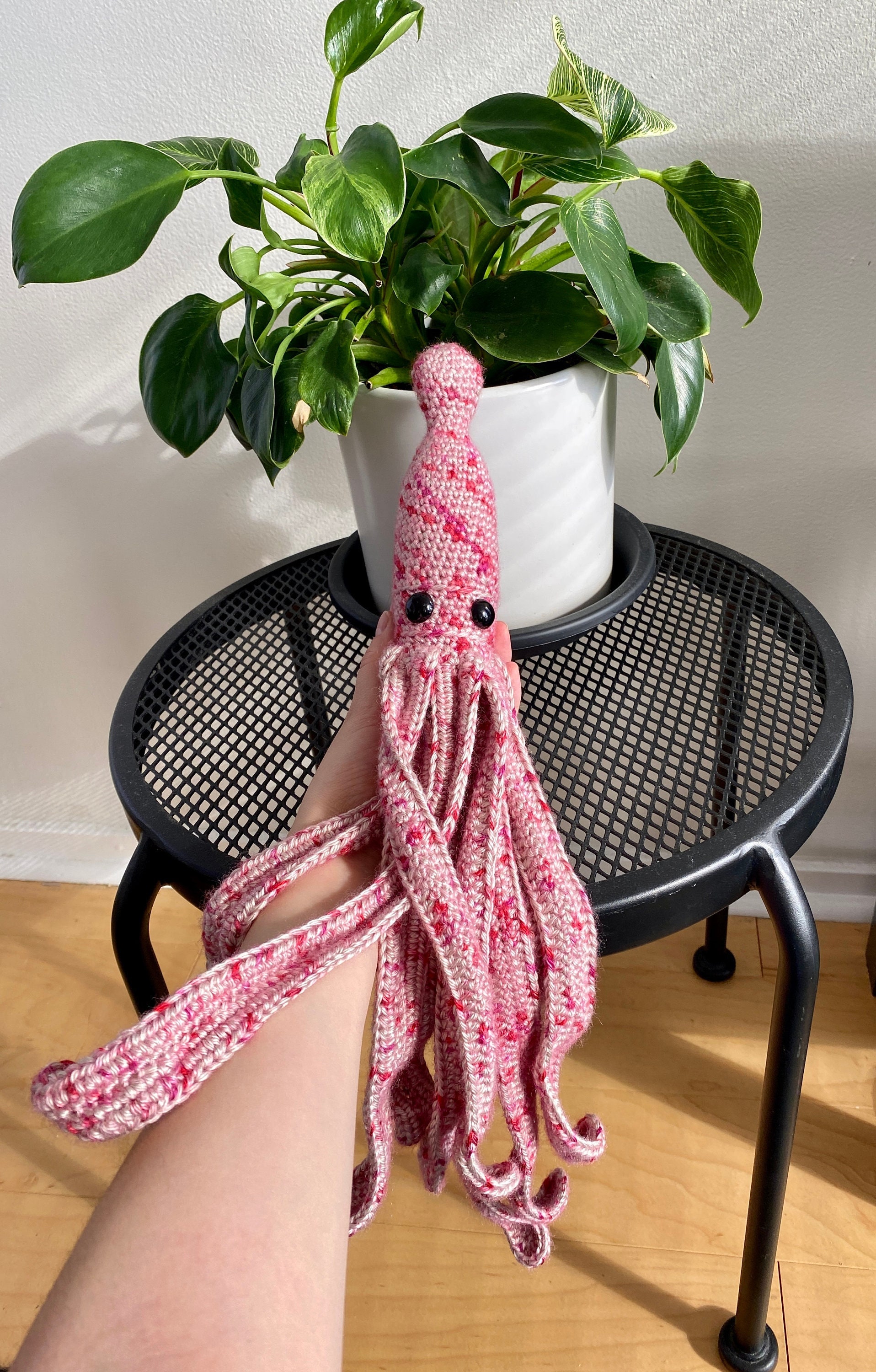 Pink Speckle Squid Plushie Crochet Squid Toy Squid Light Pink With ...