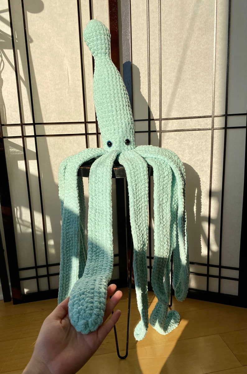 Giant Blue Sparkly Squid Plushie | Jumbo Crochet | Toy Glitter | Aqua ...