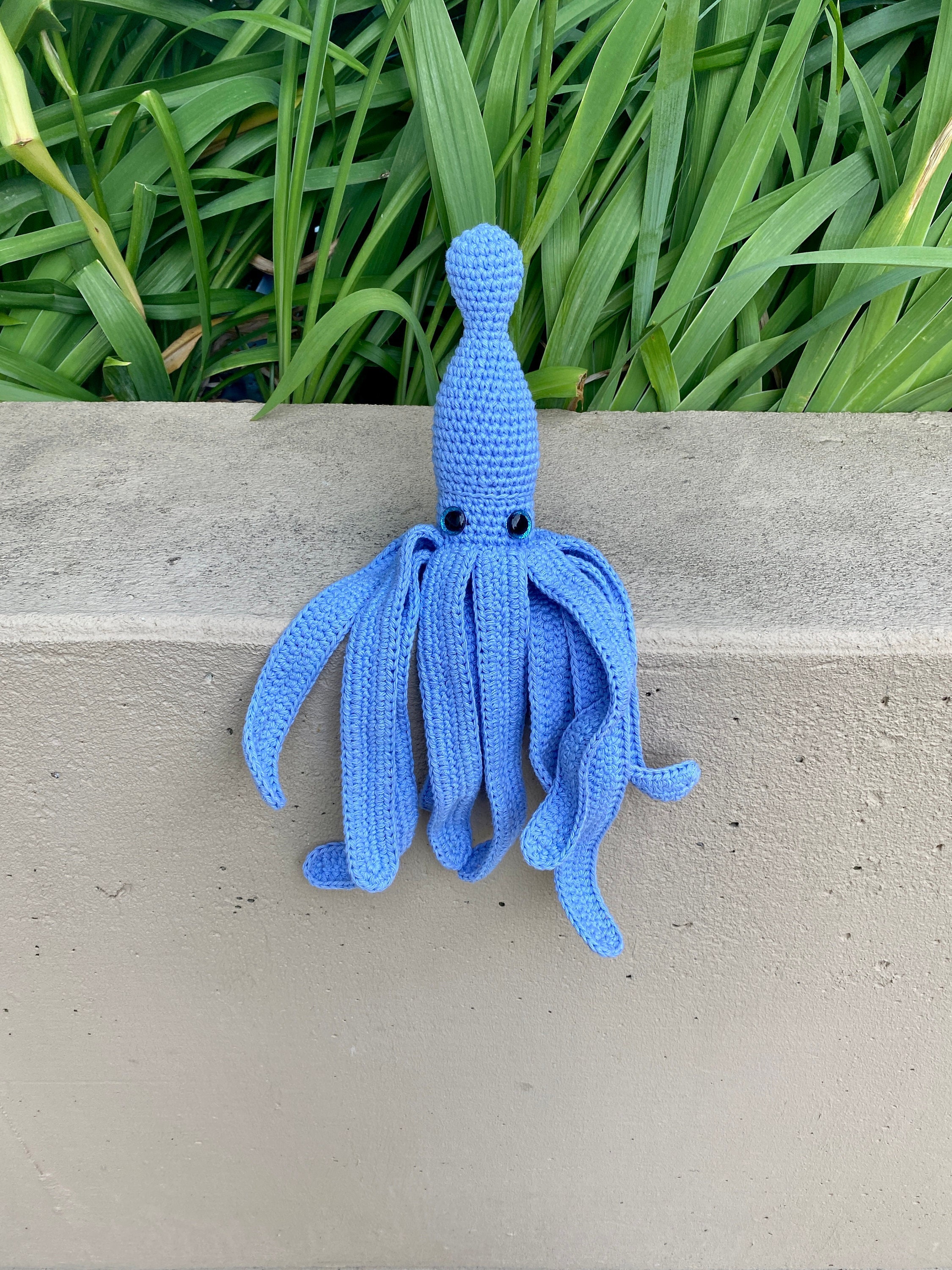 Light Blue Squid Plushie | Crochet Squid | Toy Squid | Blue Stuffed ...