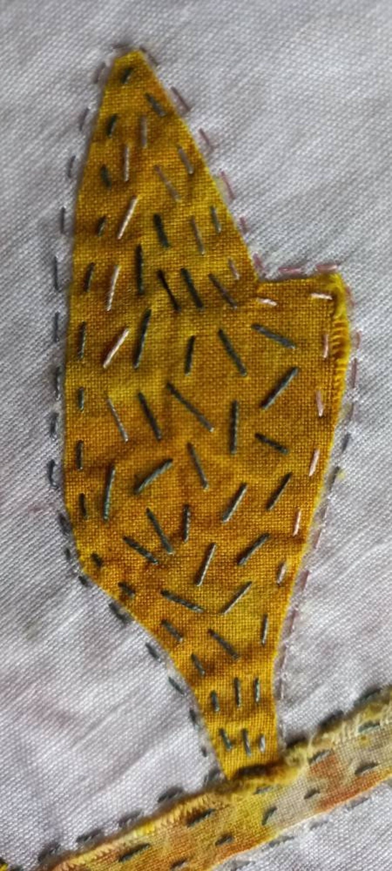 Textile Art, Lily Flower, Slowstitching Kit, Meditation Embroidery Art ...