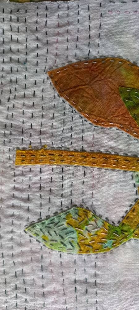 Textile Art, Lily Flower, Slowstitching Kit, Meditation Embroidery Art ...