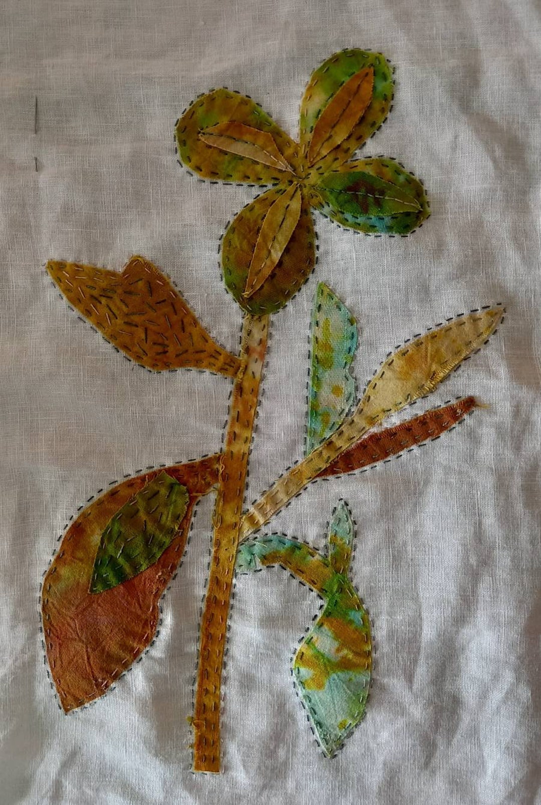 Textile Art, Lily Flower, Slowstitching Kit, Meditation Embroidery Art ...