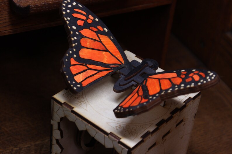 Monarch Butterfly Automata, Wooden Butterfly Model, Hand Painted ...