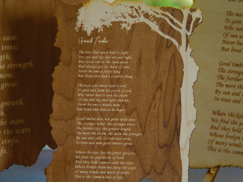 Good Timber Wood Engraved Poem| Poem With a Stand | Large, Medium and ...