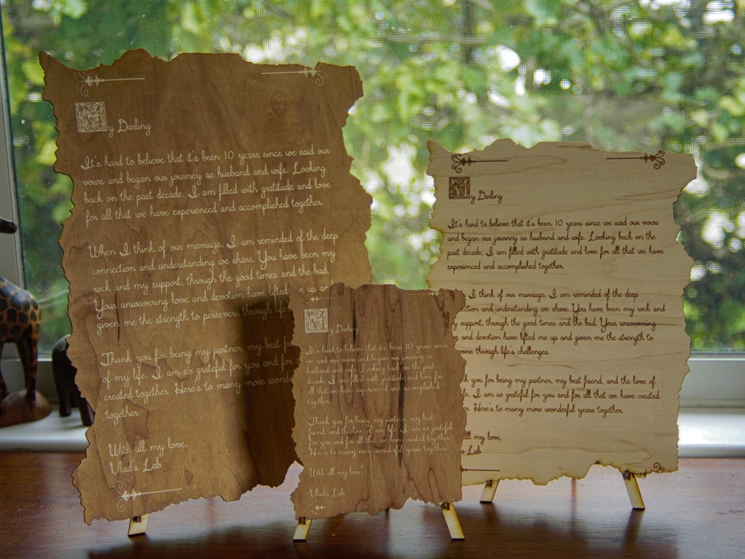 Wood Engraved Poem | Custom Short Story or Poem With a Stand ...